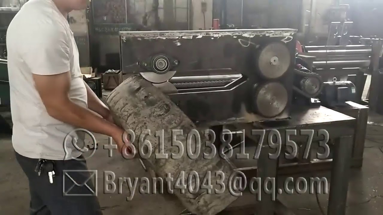 tyre waste cutter , tyre scrap slitter - YouTube