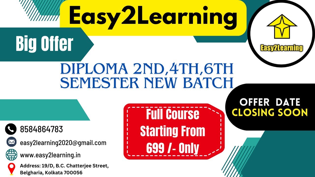 Diploma 2nd/4th/6th Semester Tuition Update Offer Price | By Easy2Learning - YouTube