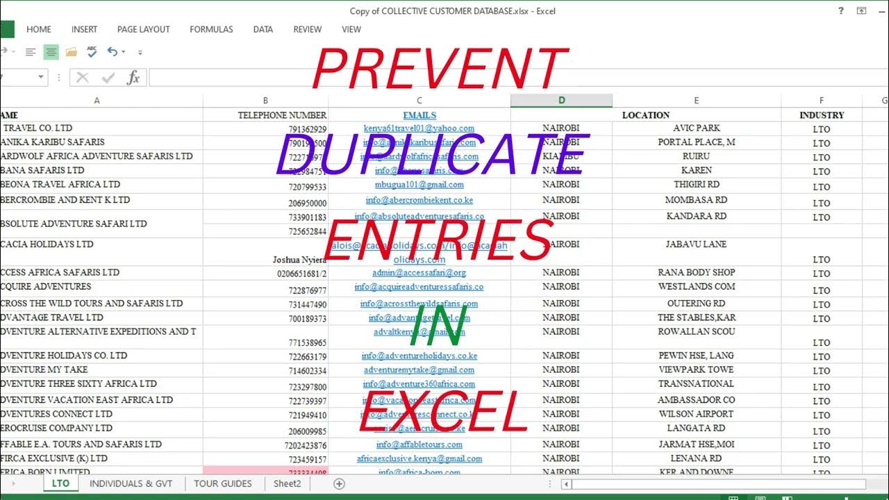 How to Avoid/Prevent Duplicate Entries in Microsoft Excel - YouTube