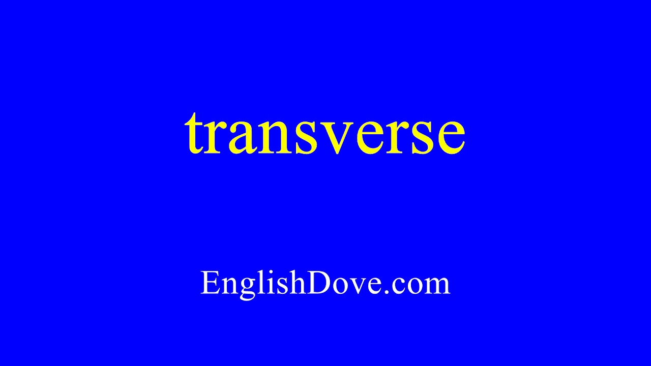 How to pronounce transverse in American English. - YouTube