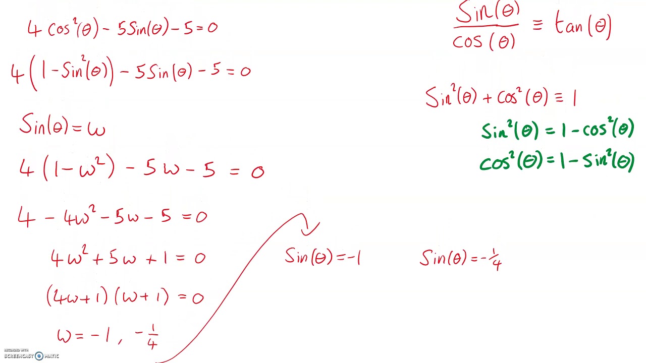Solving Trigonometry Equations Using Identities: Part 2 - YouTube