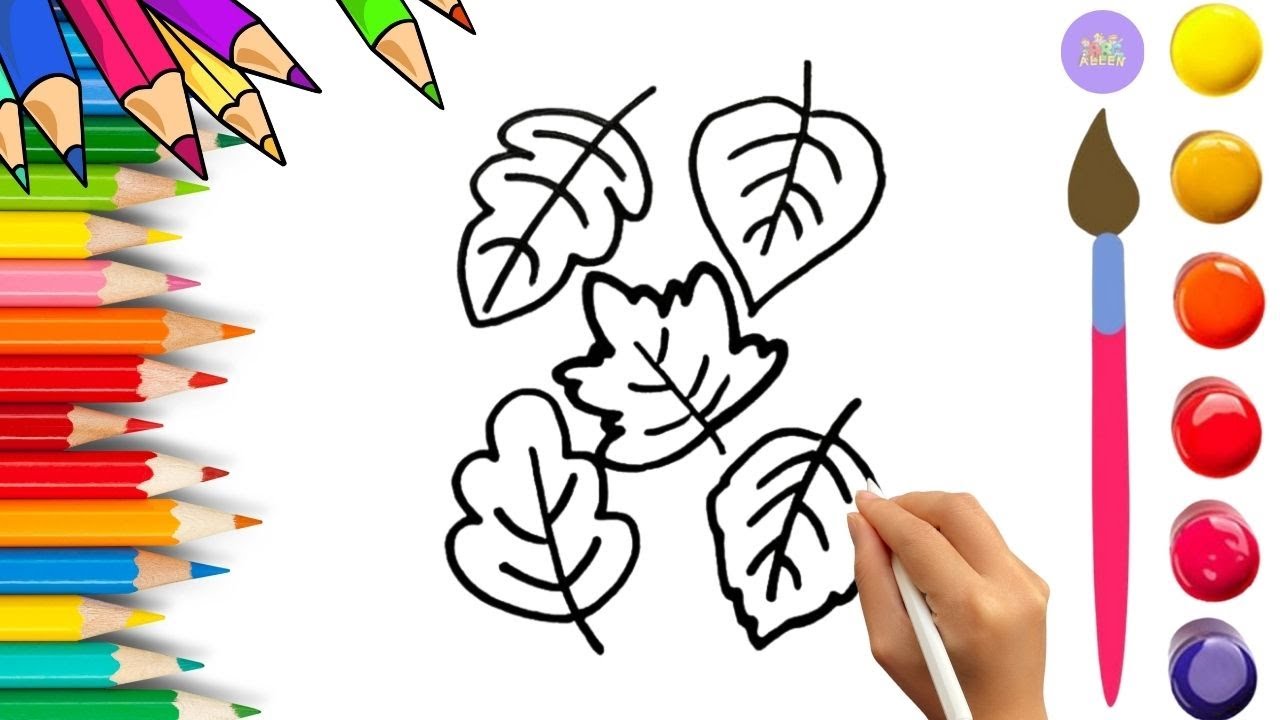 How To Draw cute Leaves Drawing, Painting & Coloring For Kids and ...