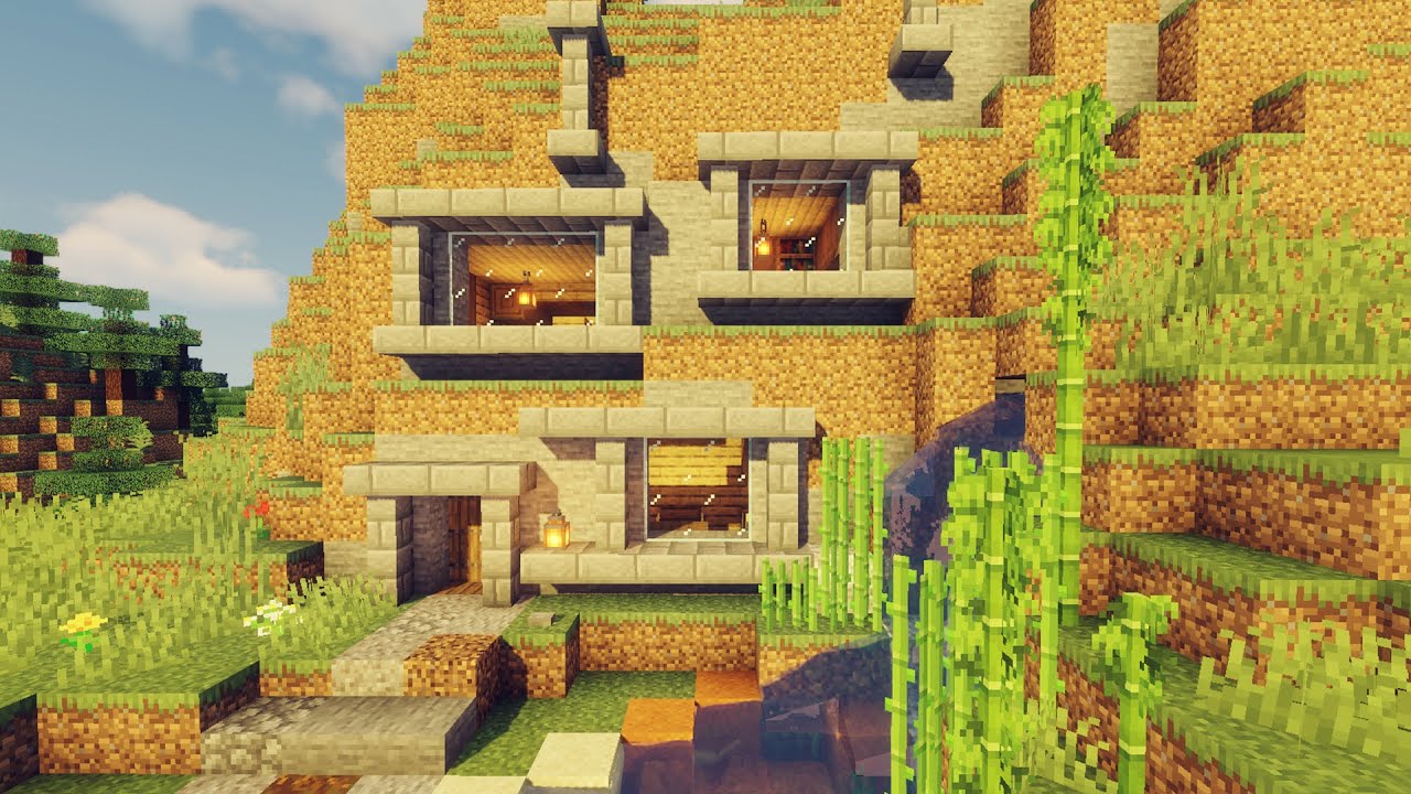 How to Build a mountain house in Minecraft. Tutorial - YouTube