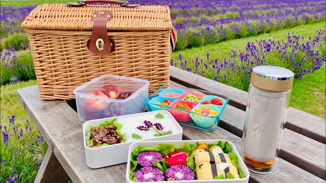 Picnic BENTO BOX 🍱 Lavender Theme | 薰衣草便当野餐 (Lavender Farm PART 1 ...