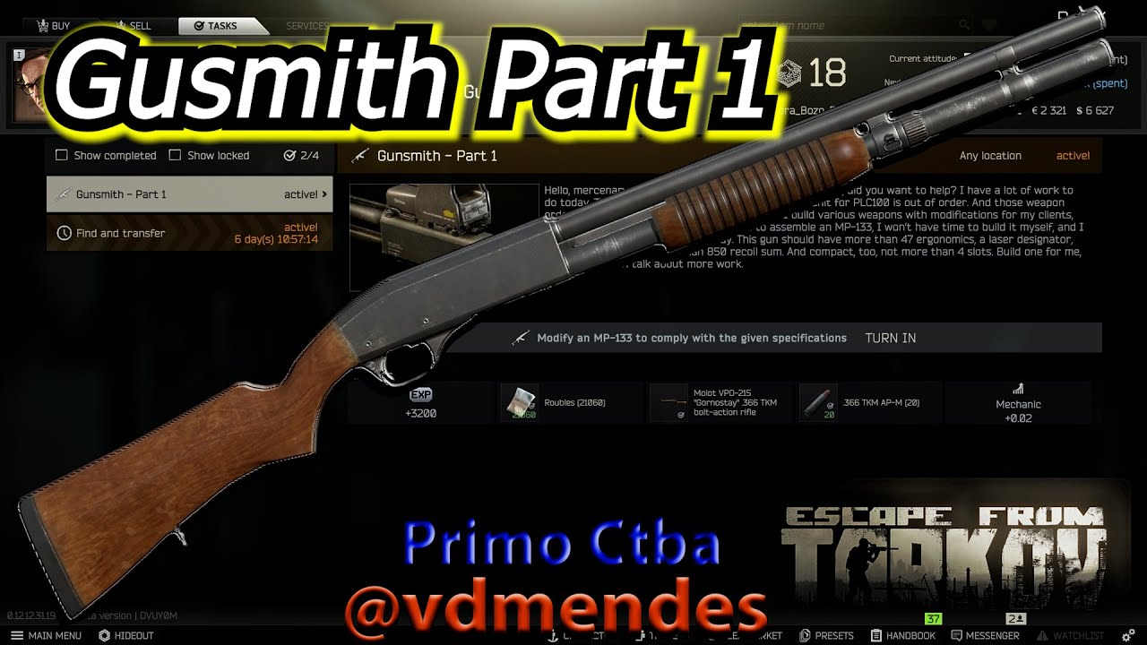 Gunsmith Part 1 Task Tarkov Mechanic Guide 02/2023 - YouTube