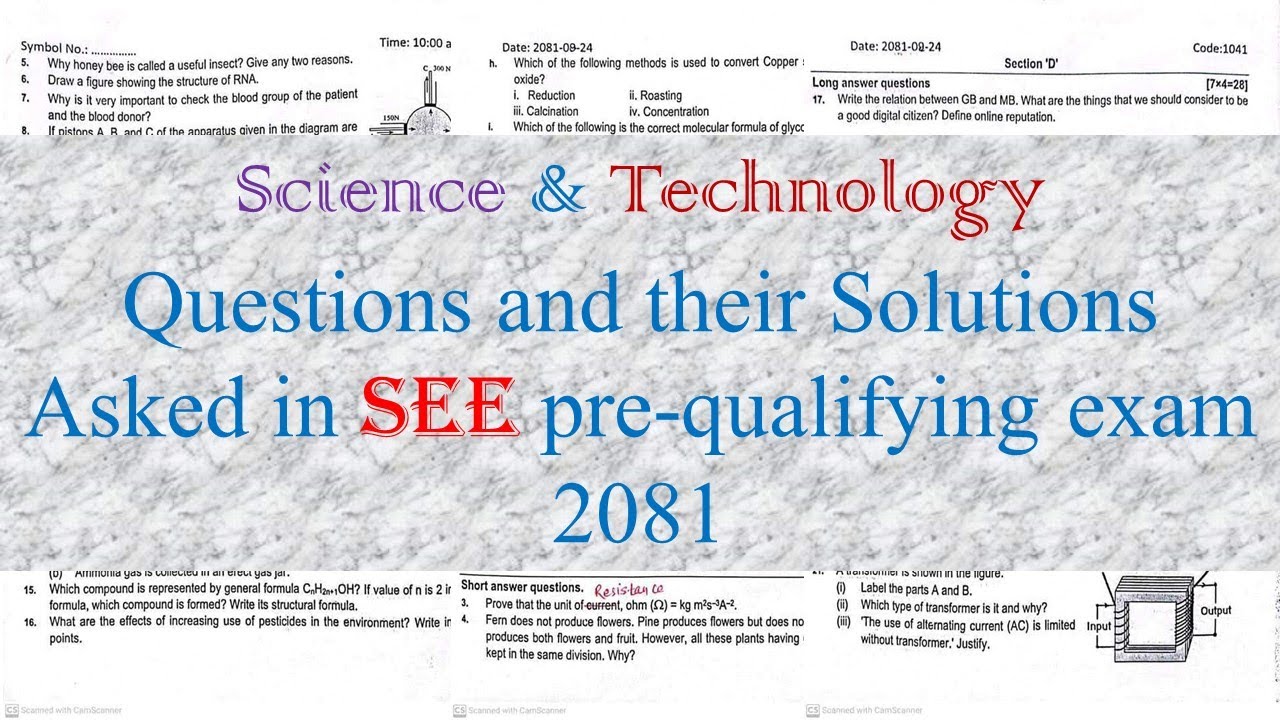 SEE pre-qualifying exam 2081 science solution | Science questions with ...