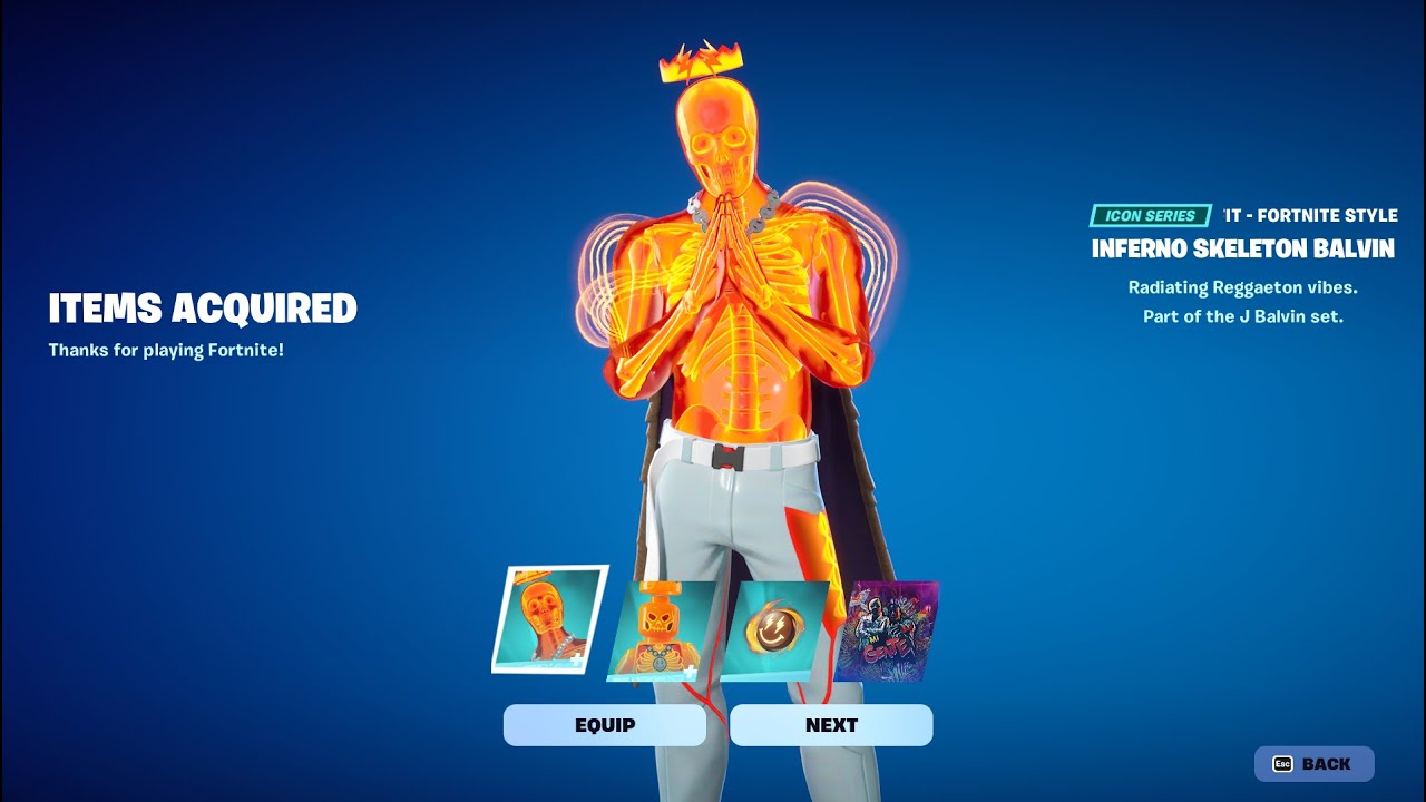 The Inferno Skeleton Balvin bundle is back! (Fortnite item shop) - YouTube