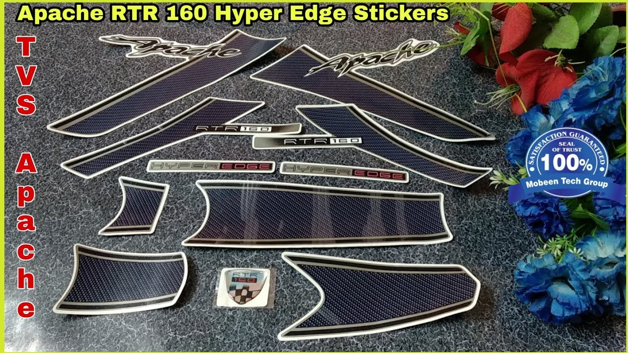 TVS Apache RTR 160 Hyper Edge Stickers and graphics and Dome labels ...