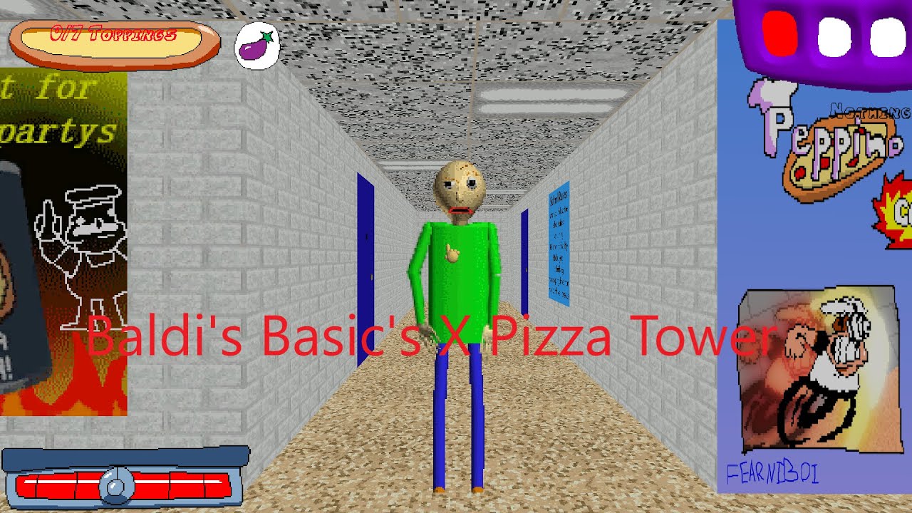 Baldi's Basic's X Pizza Tower vs Baldi random games - YouTube