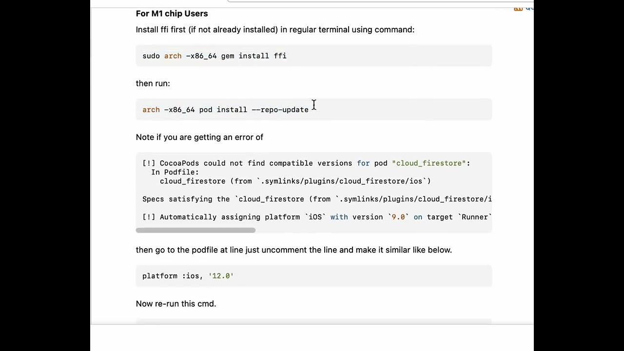 Flutter: CocoaPods's specs repository is too out-of-date to satisfy dependencies 2024 - YouTube