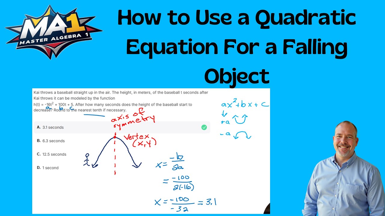 How to Use a Quadratic Equation Representing a Falling Object (9T2Q370 ...