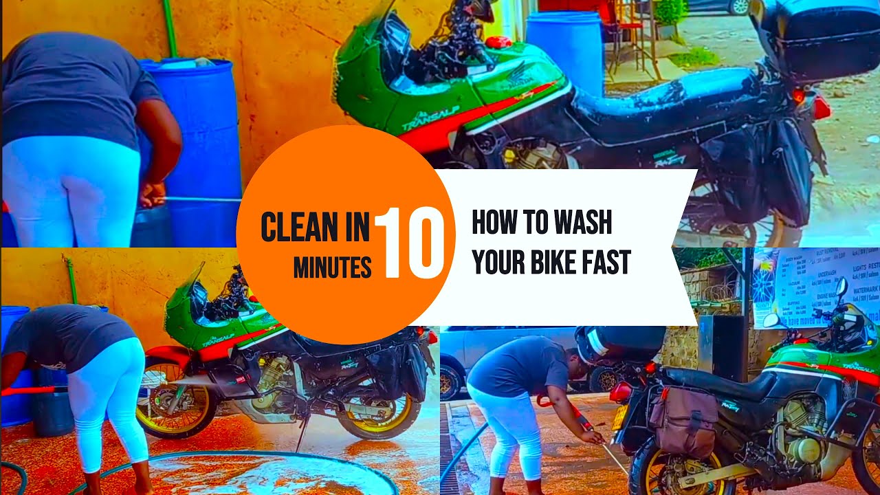 How to wash a motorcycle in 10 minutes || Cleaning a motorcycle fast ...