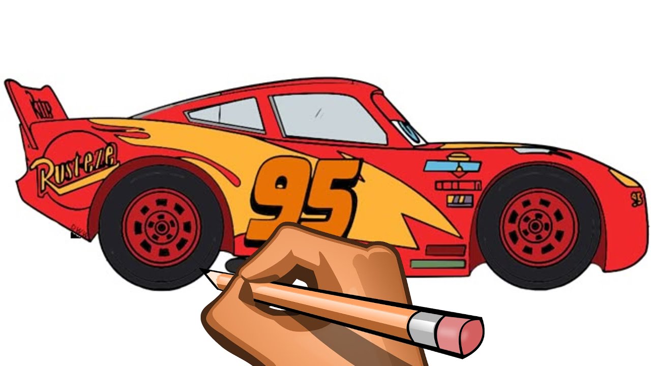 How to Draw and Color LIGHTNING MCQUEEN from CARS / Easy Drawing for ...