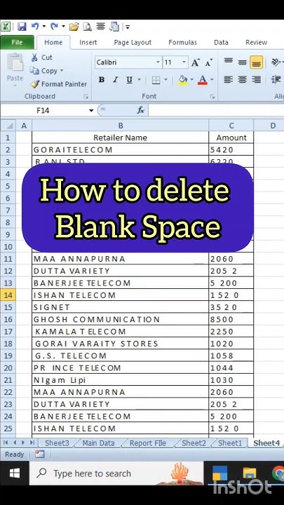 How to delete blank space in Excel tips and tricks #excel #exceltutorial #exceltips - YouTube