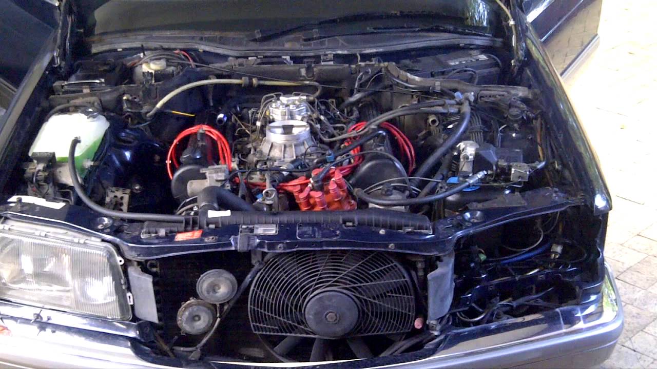 560SEL ECE engine with no manifolds under load - YouTube