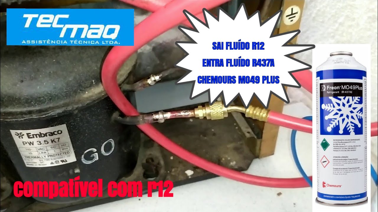 Retrofit, carga de gás r437a (MO49 PLUS) substituto do R12. - YouTube