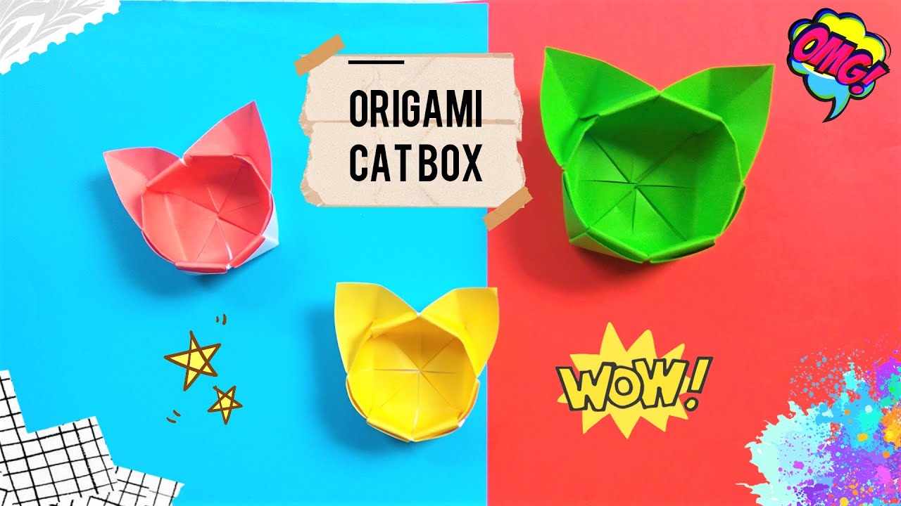 🔴ORIGAMI CAT BOX - CARA MEMBUAT ORIGAMI KOTAK BERBENTUK KUCING | HOW TO ...