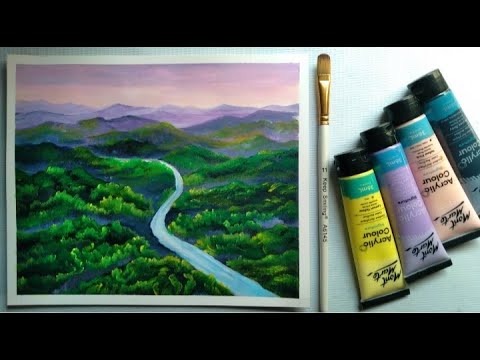 Beautiful Nature Landscape paniting //nice acrylic color paint // - YouTube