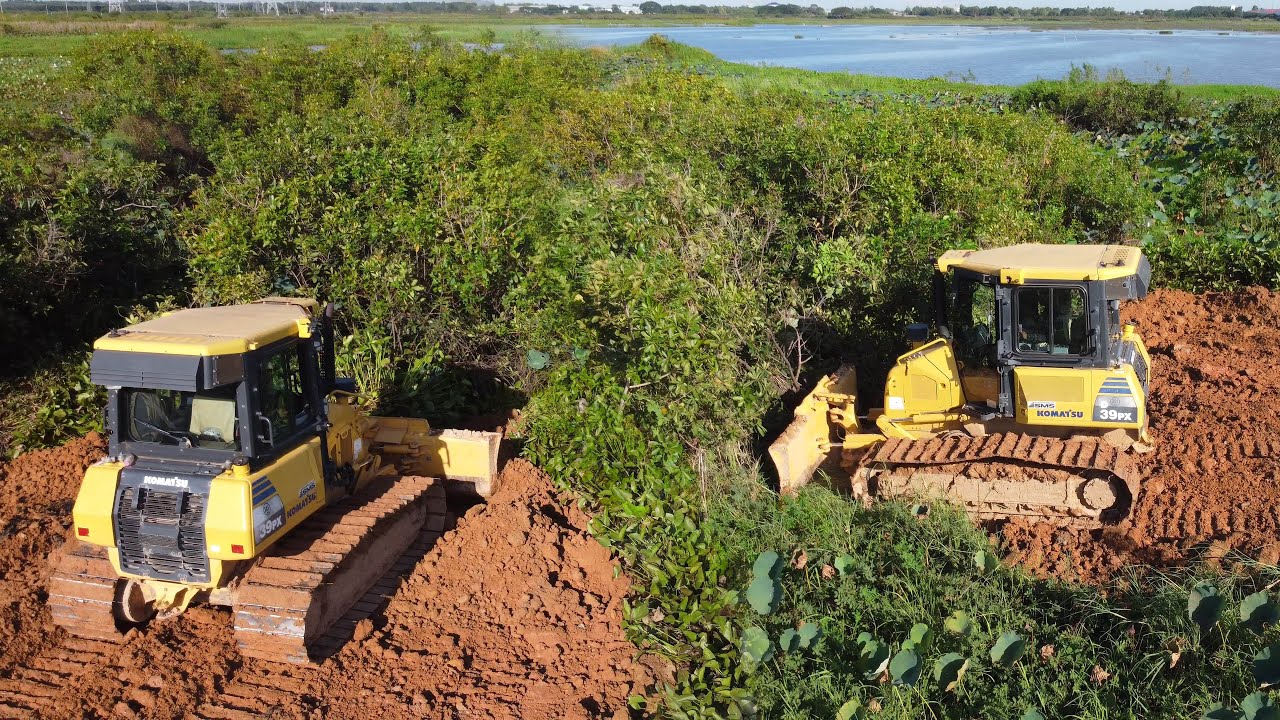 Wonderful Komatsu D39px Dozer Push Land And Forest Tree Make Perfect ...