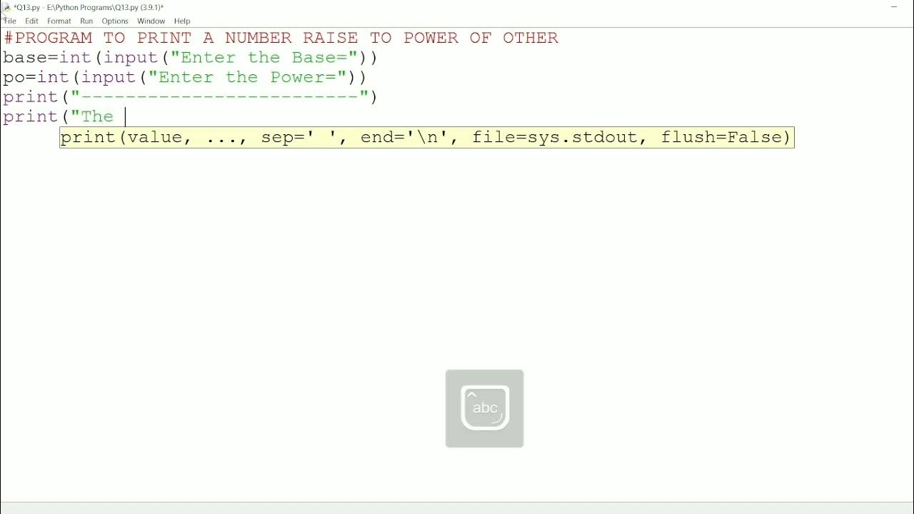 || Q13 || Program to calculate a number raised to the other number ...