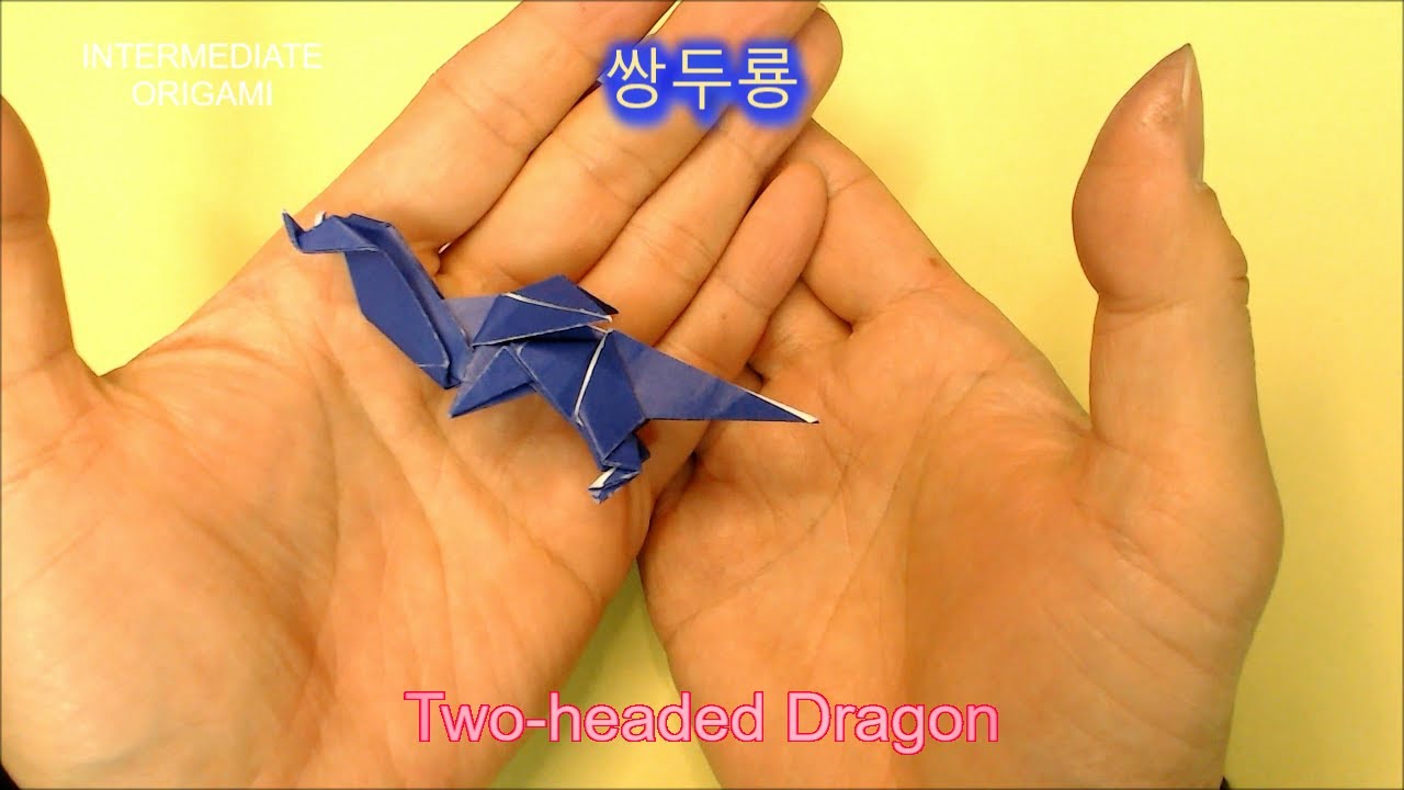 How to fold origami Two-headed Dragon 쌍두룡 접기 - YouTube