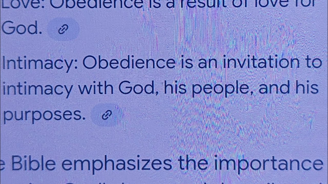 obedience series intimacy - YouTube