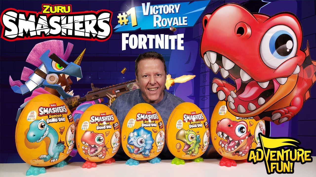 5 Zuru Smashers Junior Dino Dig & Dino Guard Fortnite Challenge With T ...