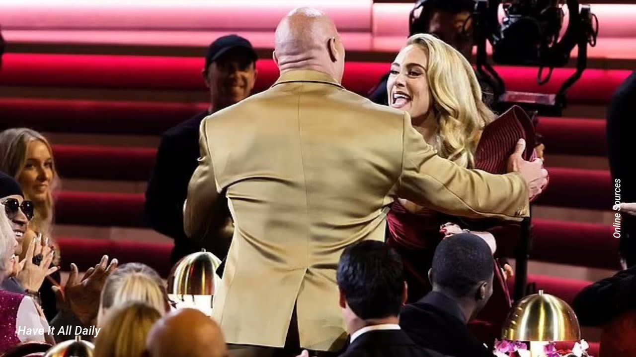 Adele's Dream Comes True: Meets The Rock, Blushes with Joy! - YouTube