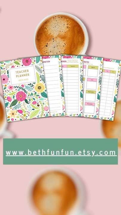 Printable Fillable 2024-2025 Green Pink Floral Teacher Planner Calendar ...