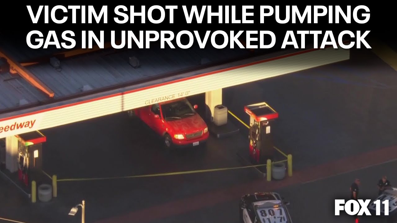 Man pumping gas shot in the head in random attack - YouTube
