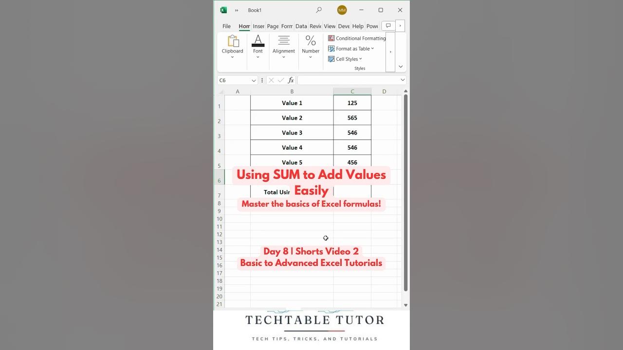 Stop Manual Math! Use SUM in Excel | Day 8, Video 2 #excelshorts #shorts #exceltricks - YouTube