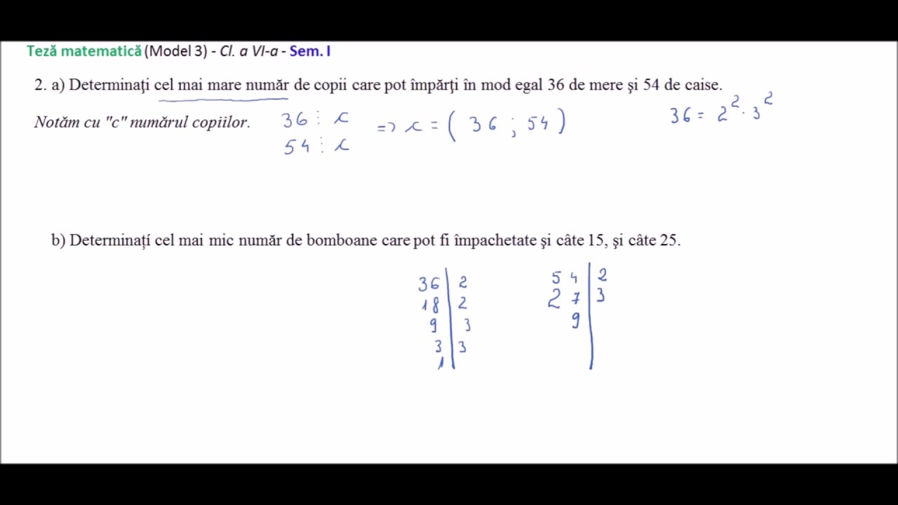 Clasa a VI-a - Teza mate - Sem I - model 3 - ex. 2 - YouTube