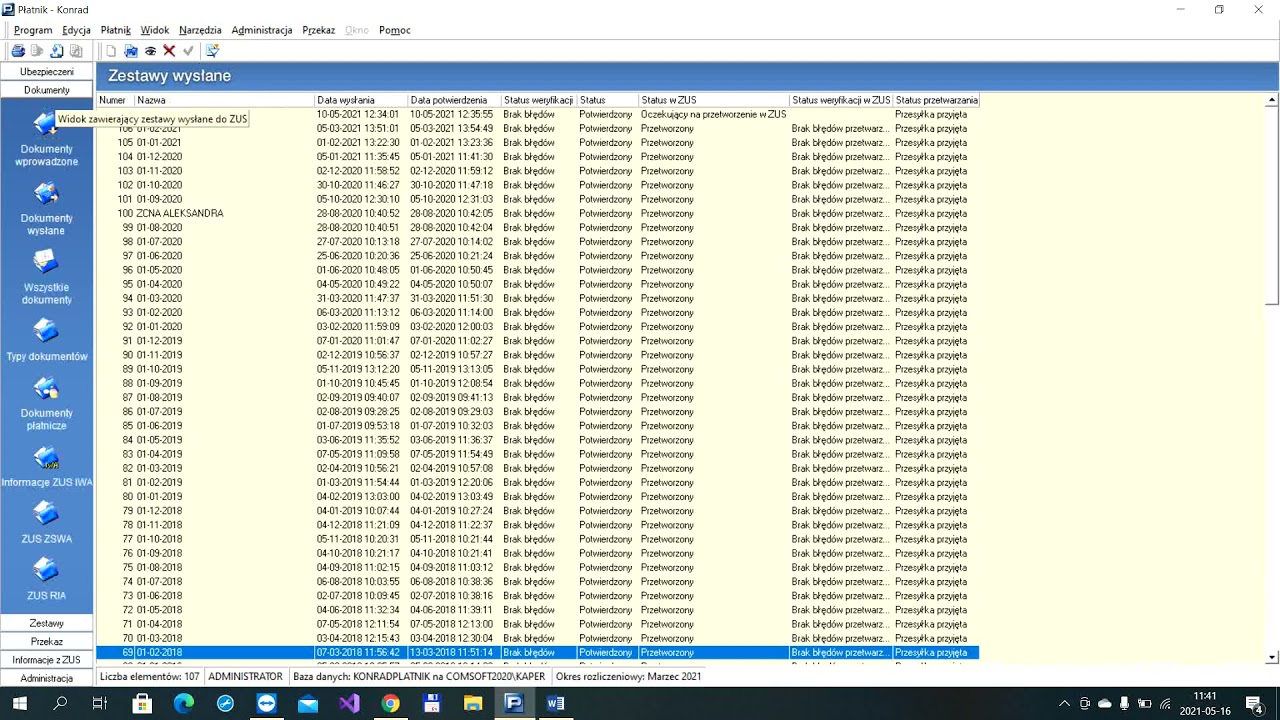 PŁATNIK ZUS ZUA ZZA kody zawodów od 16 maja 2021 - YouTube