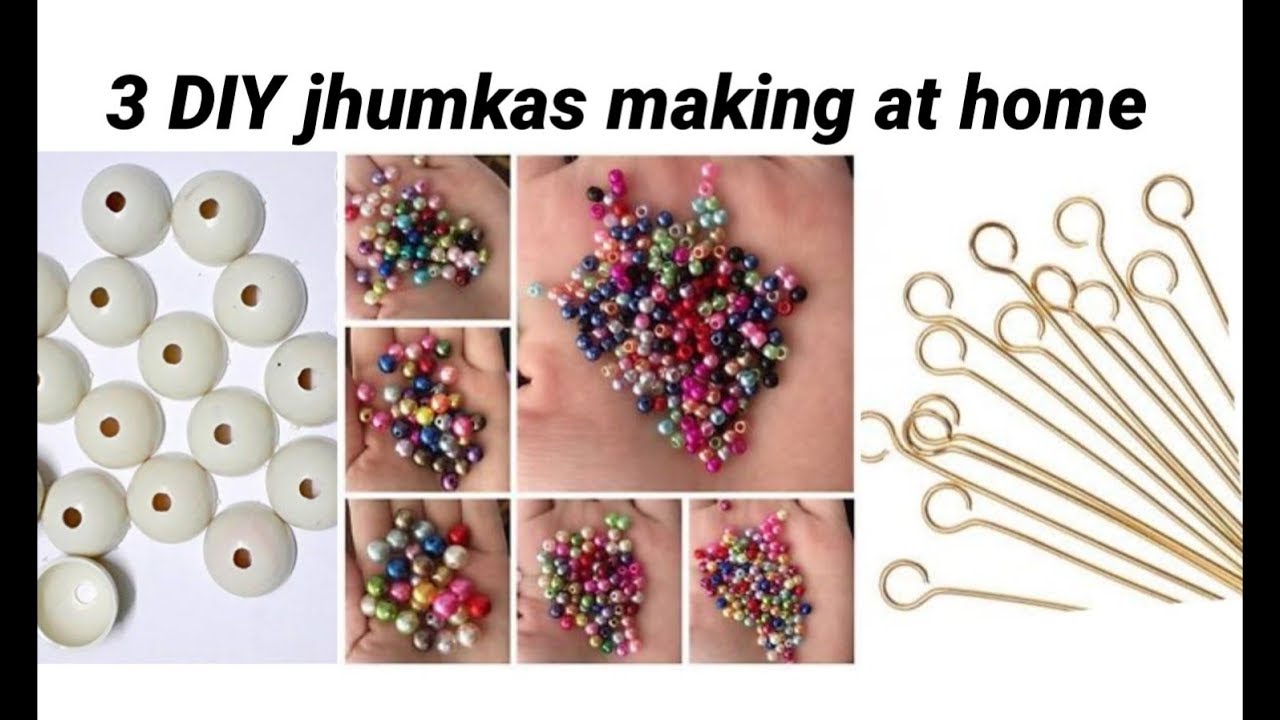 3 DIY jhumkas making at home - YouTube