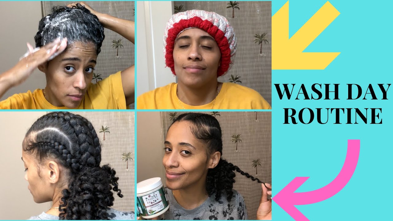 Wash Day Routine | Shampoo + Deep Condition & Style - YouTube