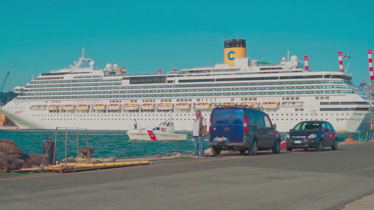 Container Ship Overtaking Cruise Ship on Sea - YouTube