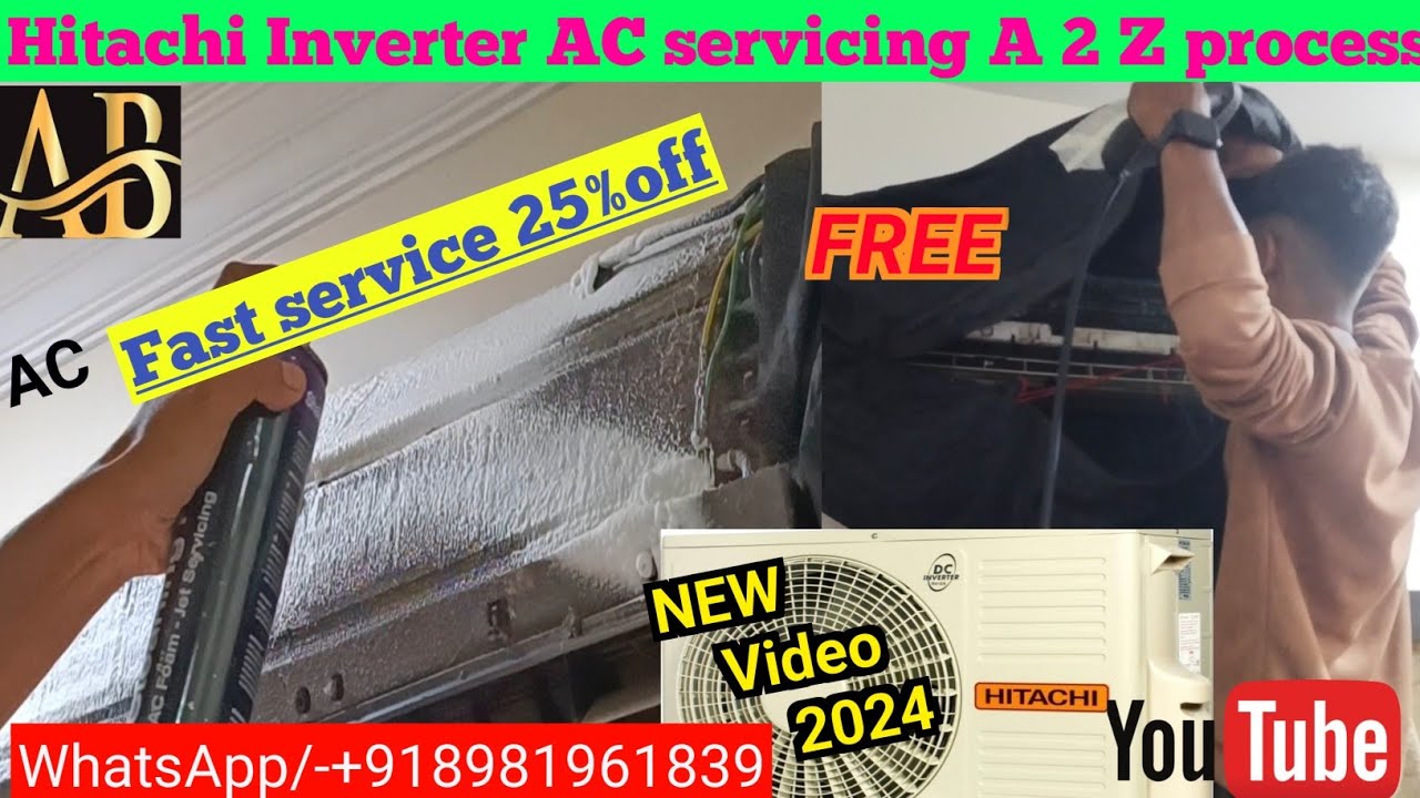 Hitachi DC inverter split ac service at home|ghar pe ac service kaise ...