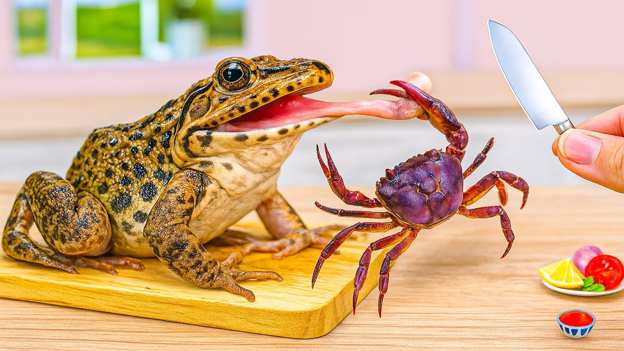 Catching Frog and crabs In Nature 😍 Best Miniature Cheetos Fried Frog ...