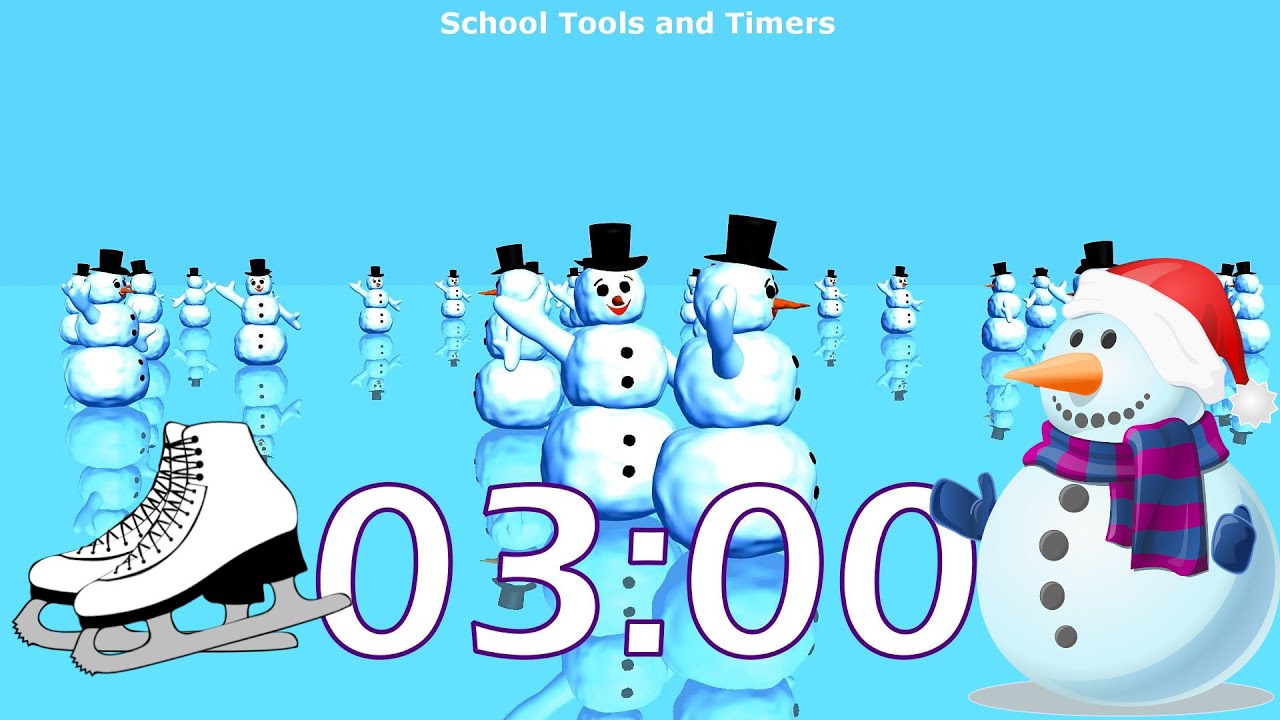 3 Minute ️Winter ☃️ Snowmen Ice Skating Countdown Timer - YouTube