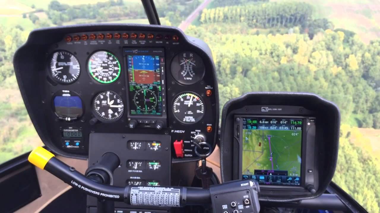 R44 new panel in flight - YouTube