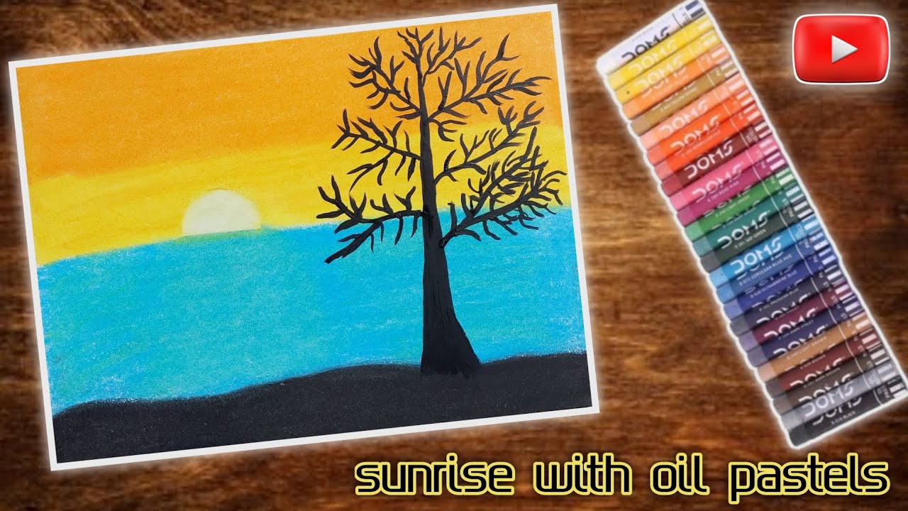 sunrise drawing easy || sunrise drawing with oil pastels || sunrise ...