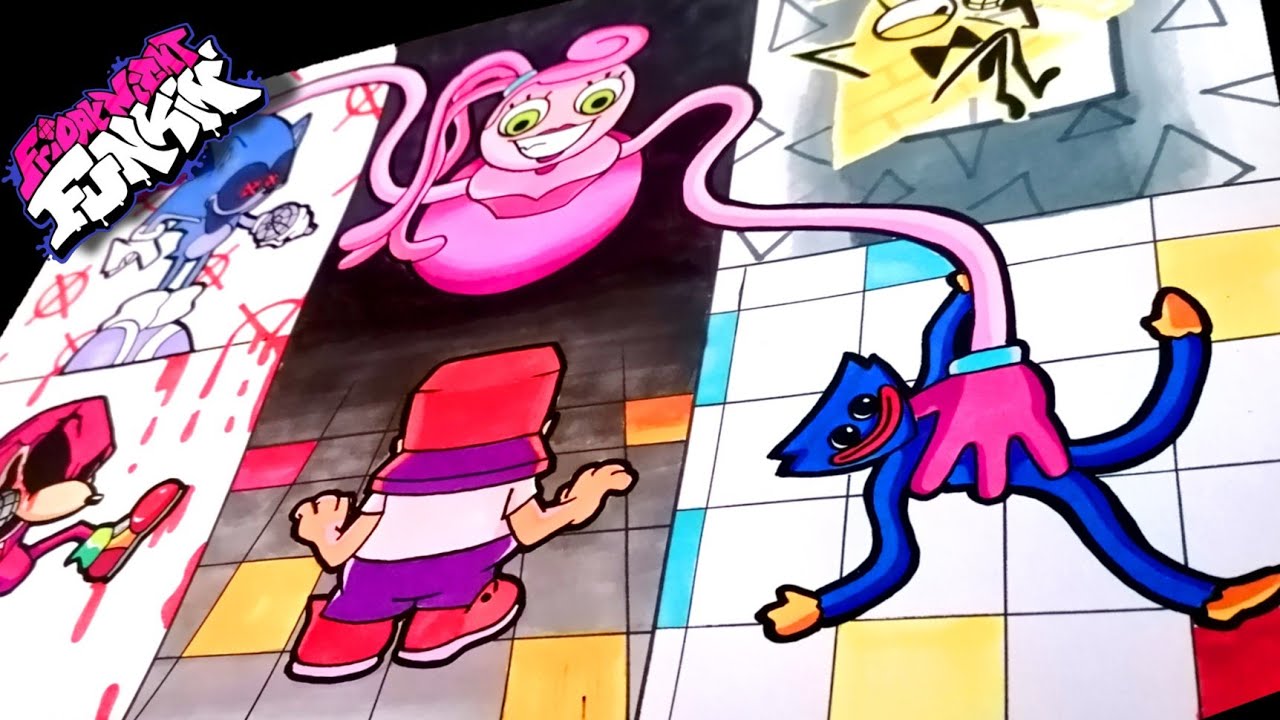 Dibujando Friday Night Funkin MOMMY LONG LEGS | Drawing FNF MOMMY LONG ...