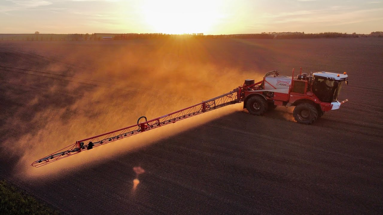 Brand New Bateman Sprayer Working Into the Evening! - YouTube