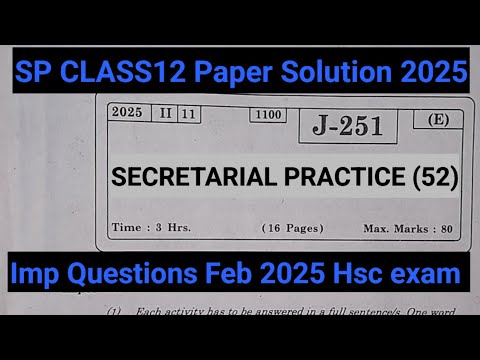 SECRETARIAL PRACTICE SP paper SOLUTION 2024 ANSWERS Class 12 HSC EXAM ...
