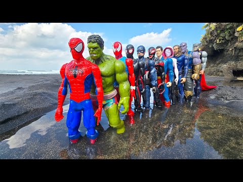 AVENGERS ACTION FIGURE, SPIDER-MAN MILES, HULK, CAPTAIN AMERICA, THOR, THANOS, VENOM, SUPERMAN #127