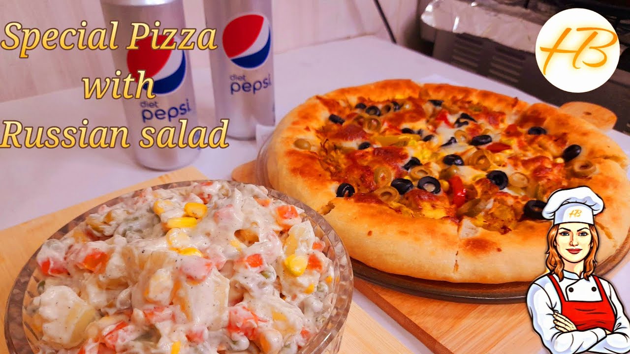 Special Pizza with Russian salad | Pizza with Russian salad recipe ...