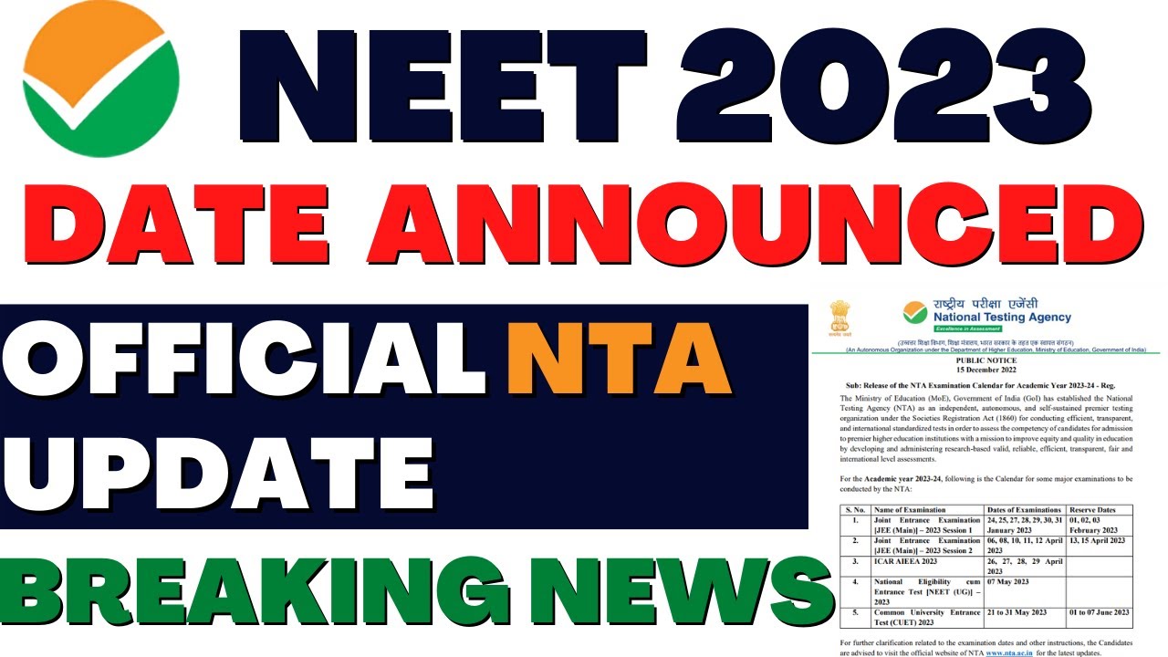 NEET 2023 DATE ANNOUNCED🎉..OFFICIAL NEET NTA UPDATE - YouTube