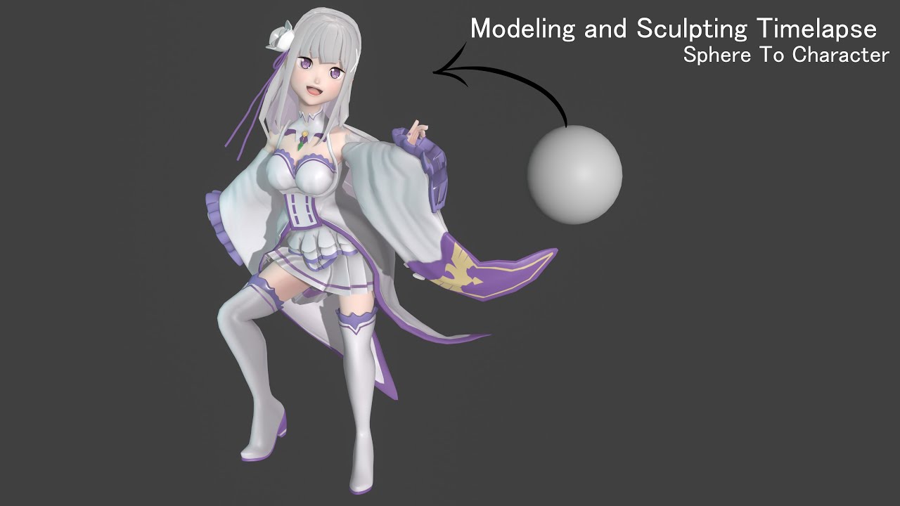 Modeling and Sculpting Timelapse - Emilia (fanart) - YouTube
