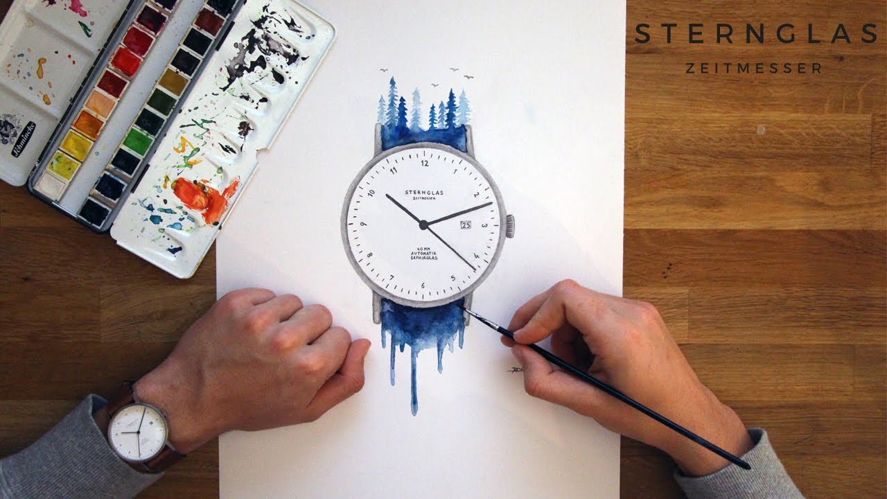 Watercolor Watch Drawing - Automatic Watch by Sternglas - ZIRKEL ...