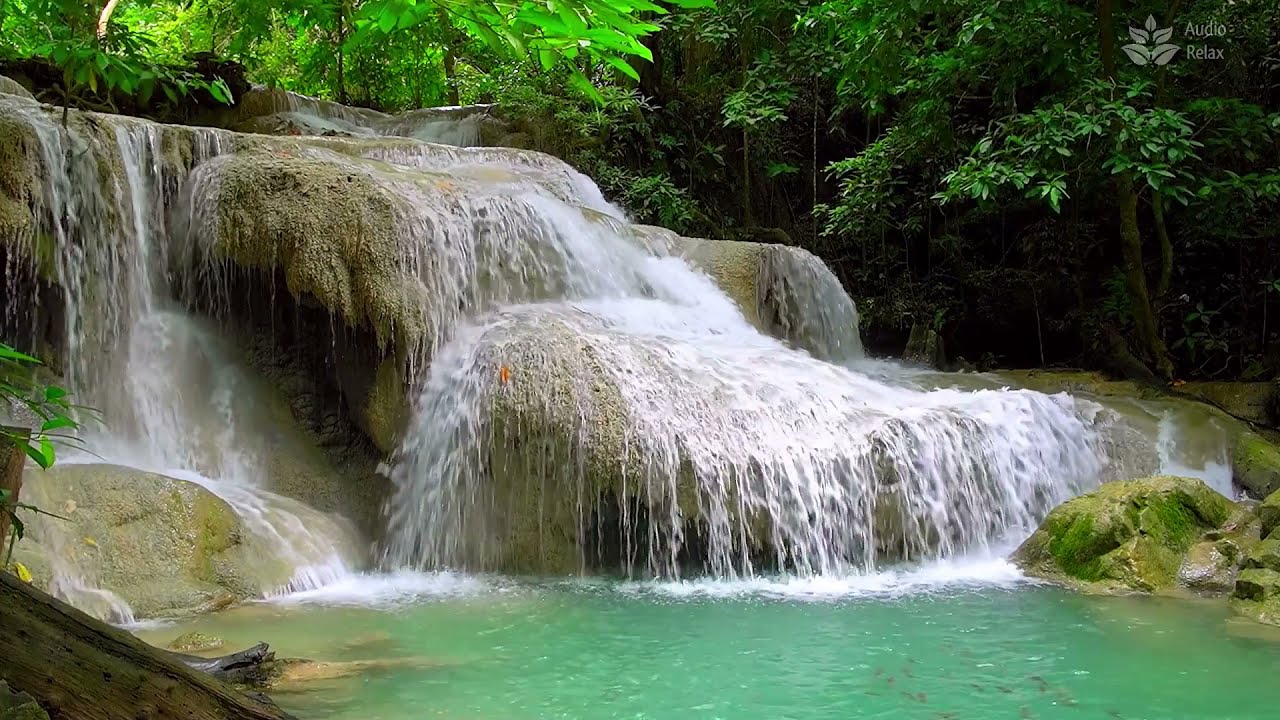 Calming Turquoise River and Waterfall. 10 hours Nature ASMR [AudioRelax ...